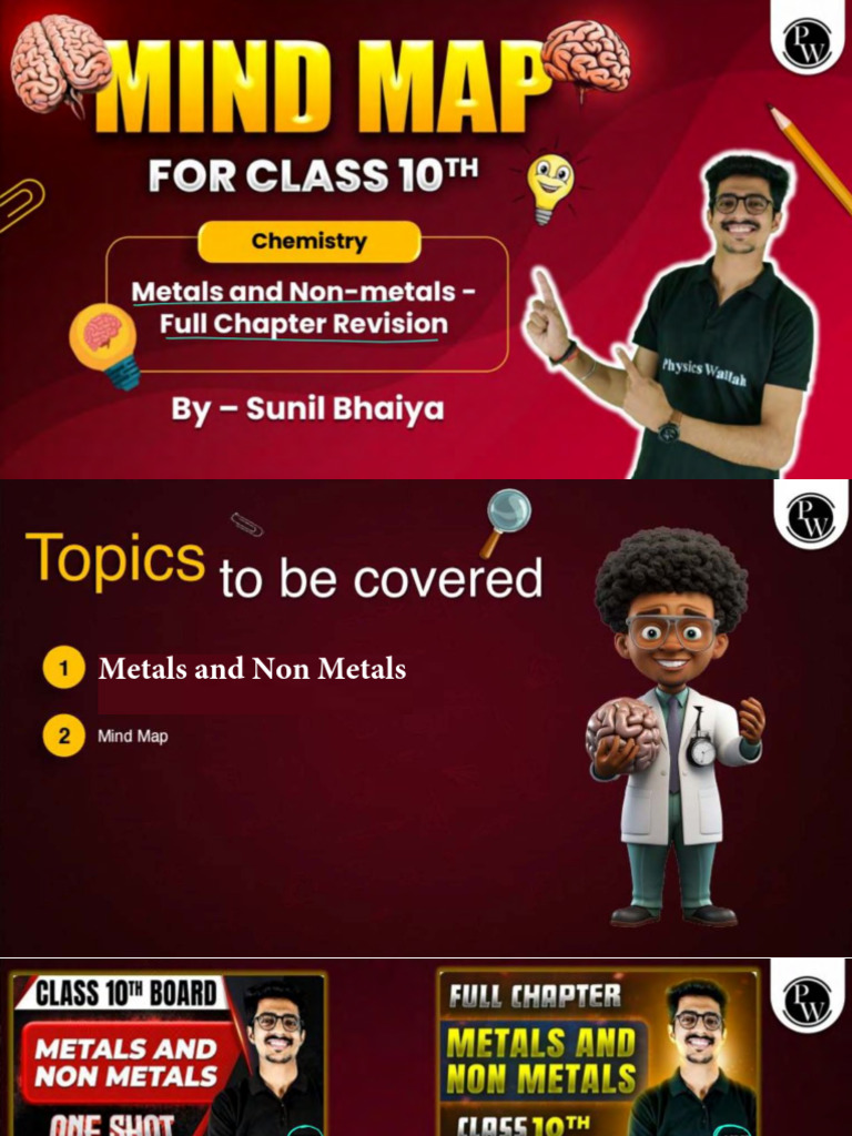 Metals and Non Metals - Class Notes - Class 10th Mind Map Series | PDF