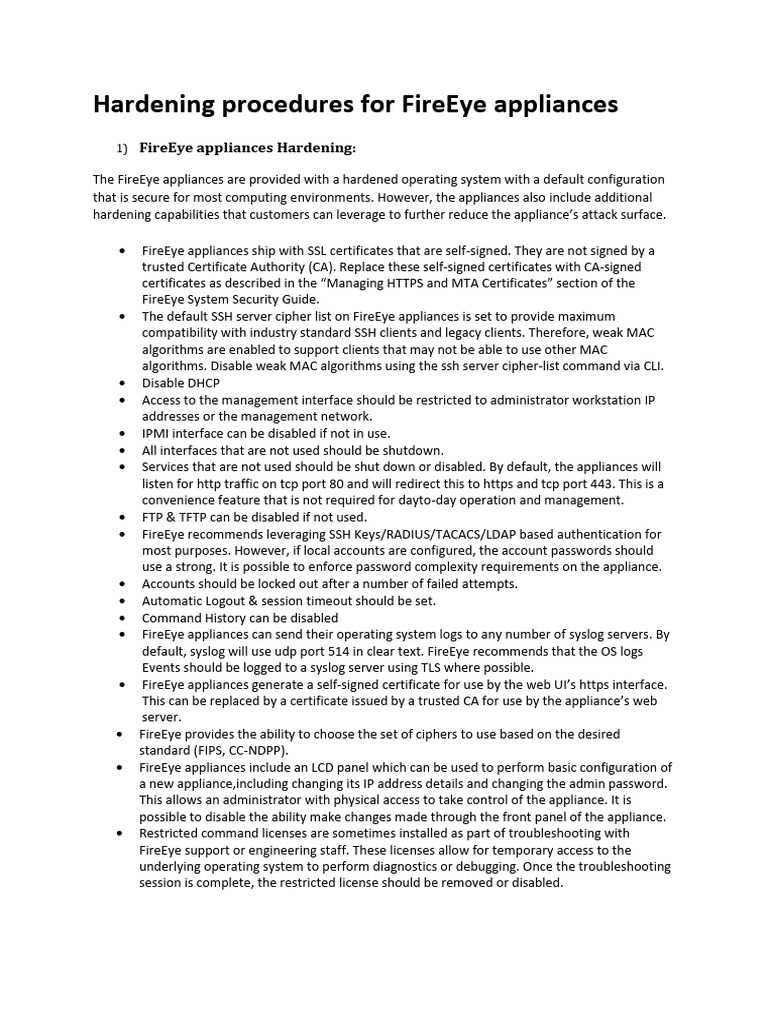 FireEye Hardening Procedures For FireEye Appliances | PDF | Computing ...