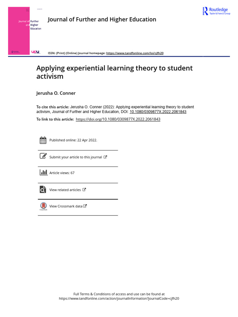 JFHE - Applying Experiential Learning Theory To Student Activism | PDF ...