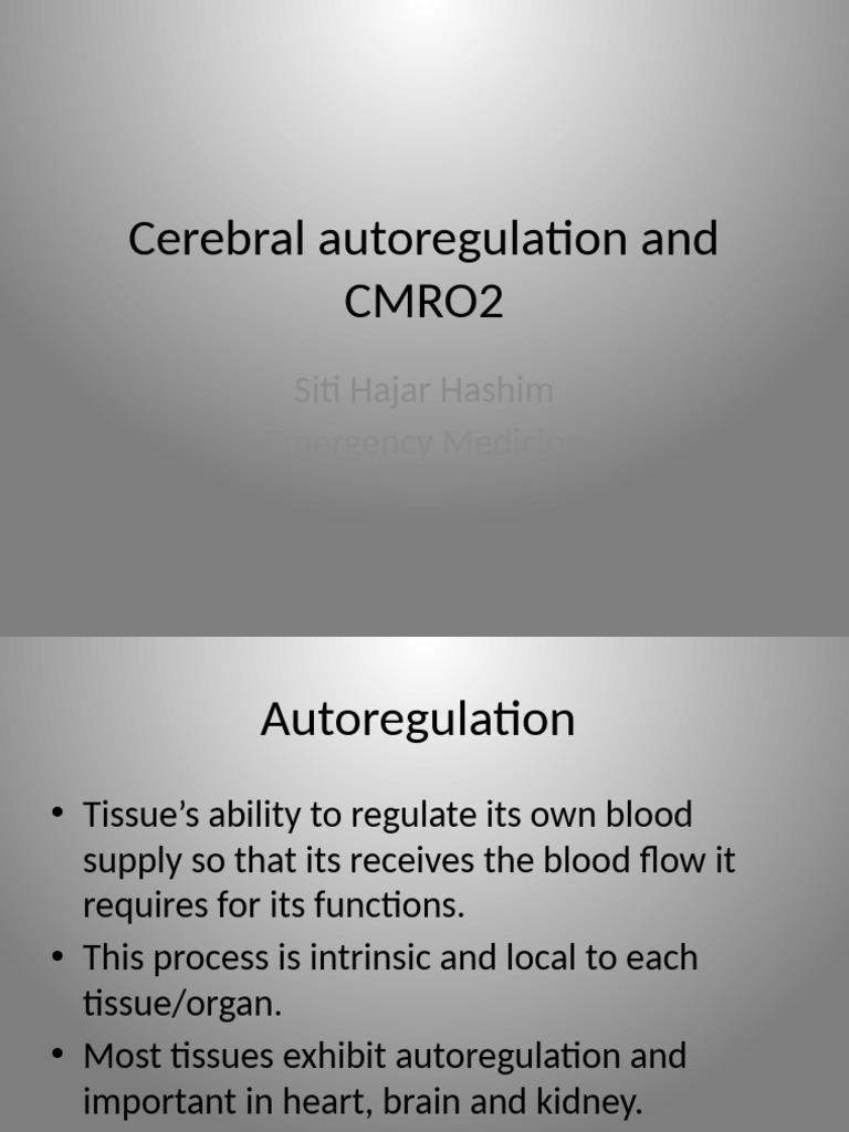 Cerebral Autoregulation and CMRO2 - Final | PDF | Blood Vessel | Physiology