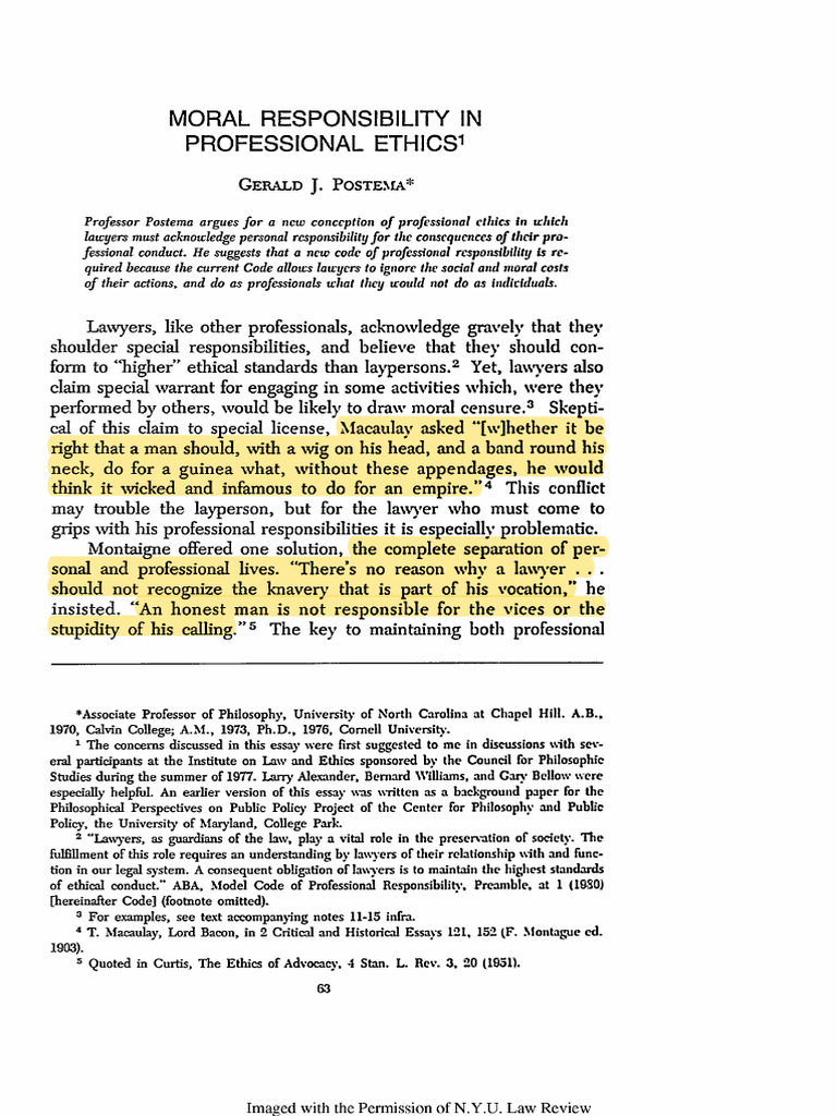 7Art- Moral Responsibility in Professional Ethics (Postema) 2 | PDF | Applied Philosophy