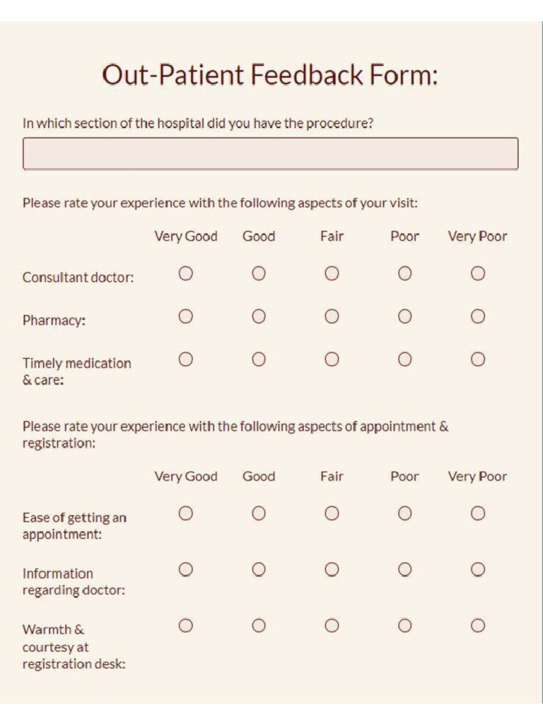 Out Patient Feedback Form | PDF