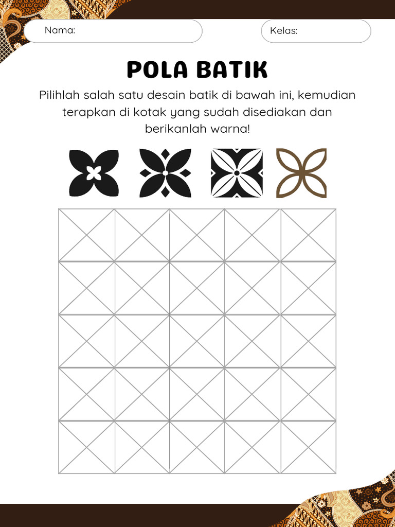 Melanjutkan Desain Batik Lembar Kerja Coklat Motif Sederhana | PDF