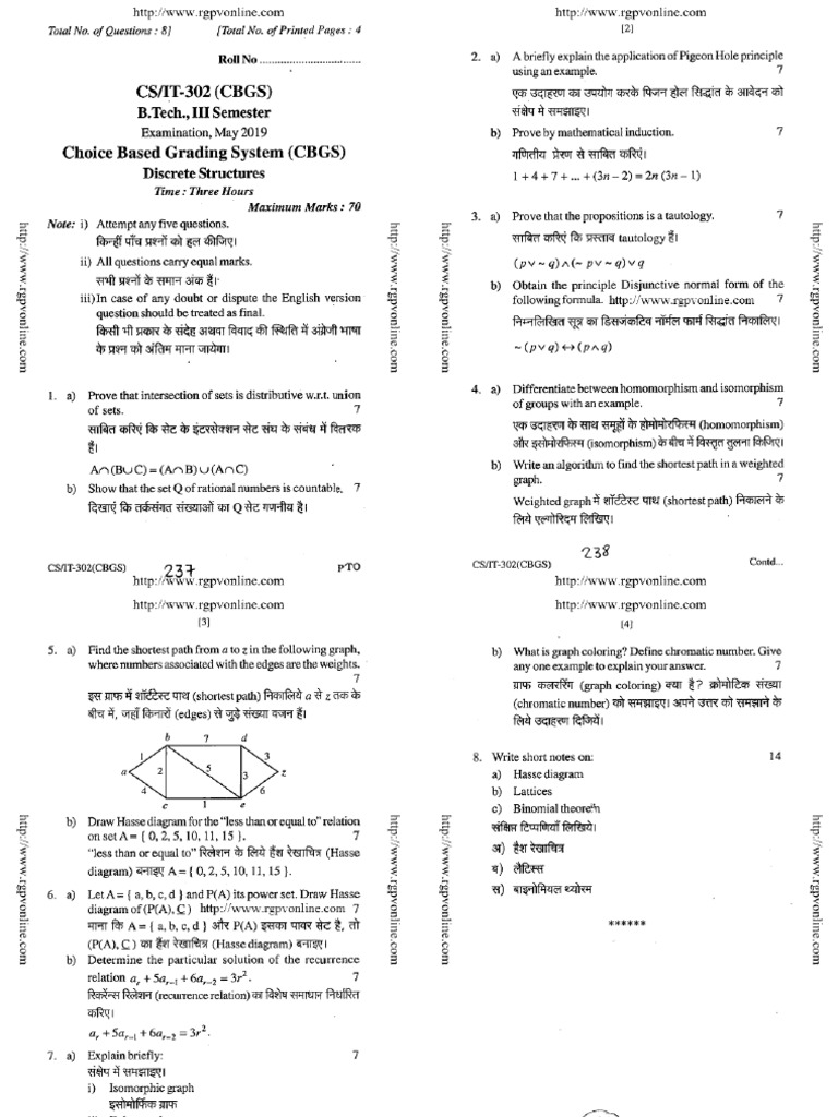 Cs It 302 Discrete Structures May 2019 | PDF