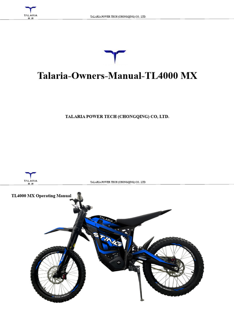 TL4000 Owners Manual MX Off Road) | PDF | Battery Charger | Brake