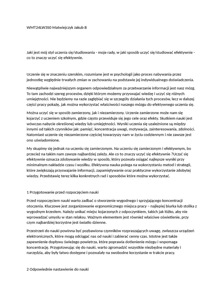 sposoby uczenia się | PDF