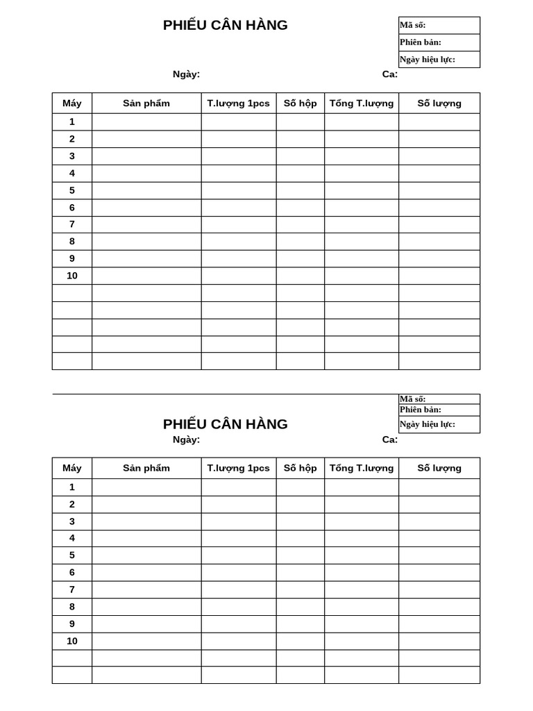 BM-03 QT - kt-sX-02 Phieu Can Hang | PDF