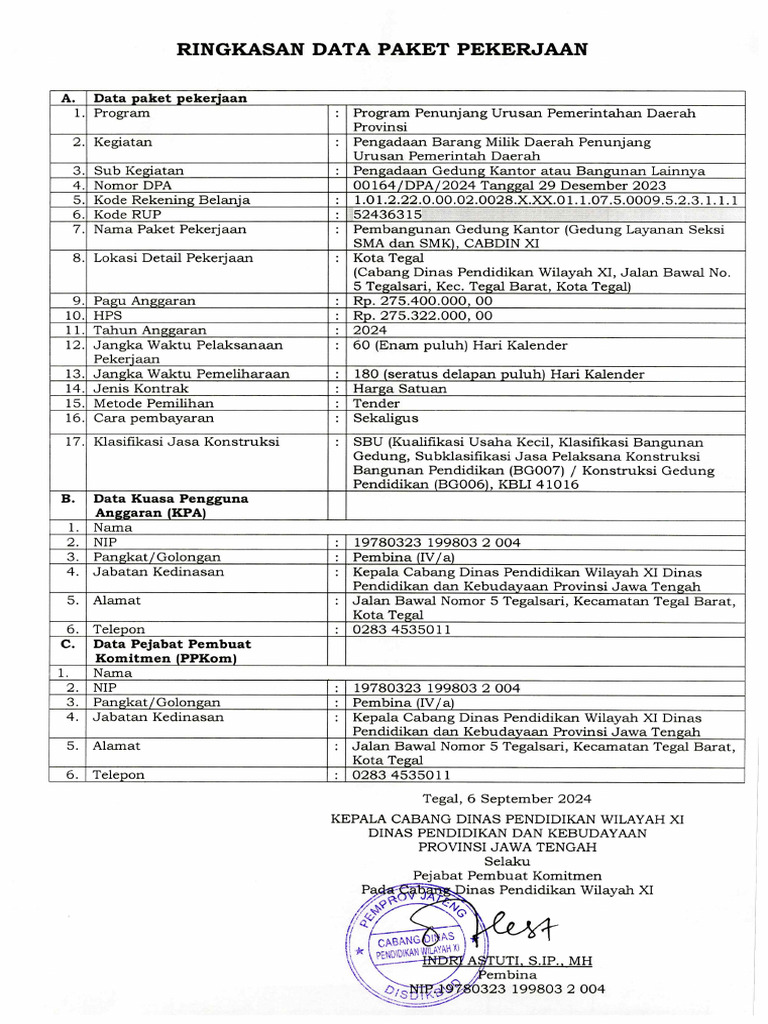 Revisi Ringkasan Paket Pekerjaan Jateng | PDF