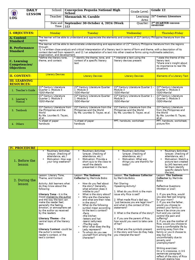 DLL 2024-2025 21st CL Week 11 | PDF | Learning | Cognition