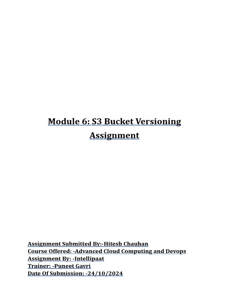 Module 6 S3 Bucket Versioning | PDF