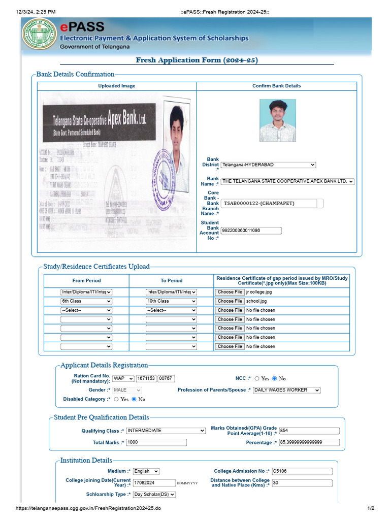 __ePASS__Fresh Registration 2024-25__ | PDF