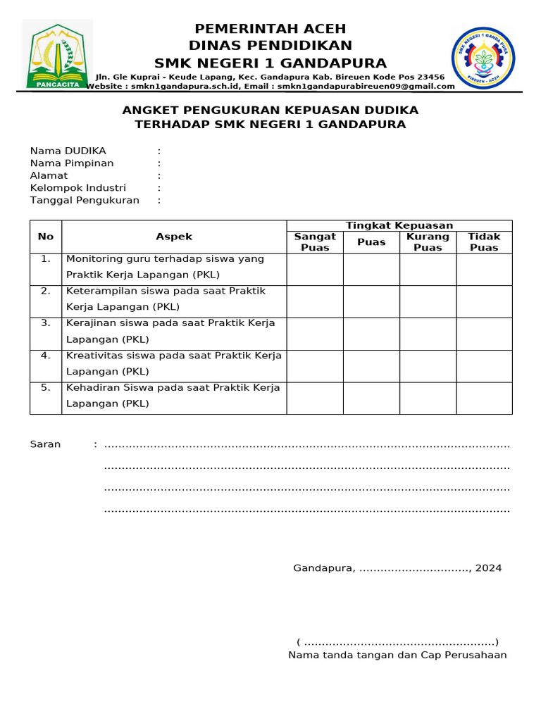 Angket Pengukuran DUDIKA Dan Peserta DIDIK PRAKERIN | PDF