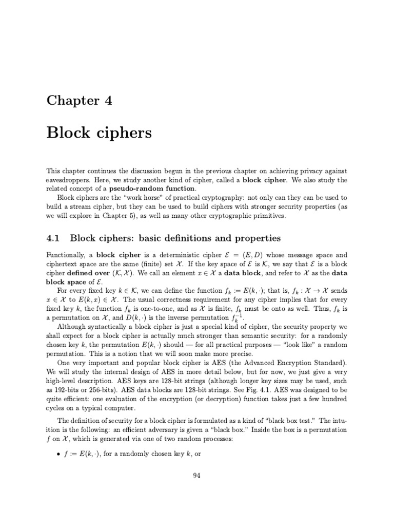 Cryptography. Block cipher | PDF