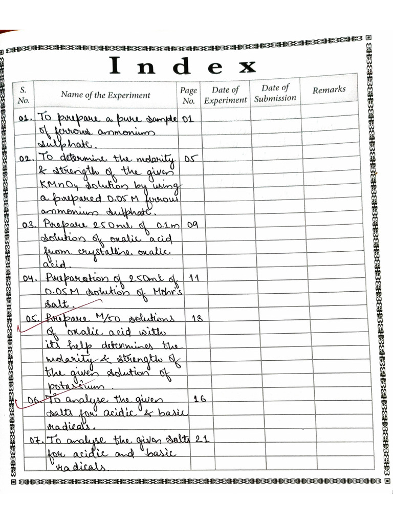 Chemistry Practical Record | PDF