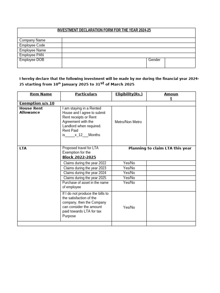 Future Proof Declaration Format | PDF | Taxes | Financial Services