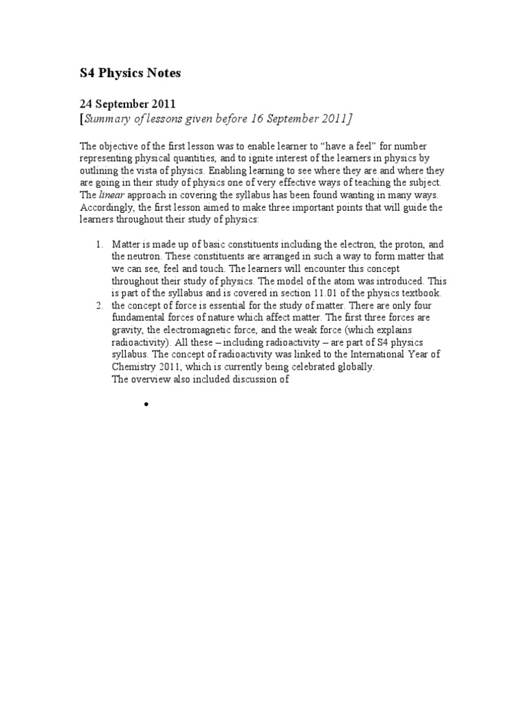 S4 Physics Notes | PDF | Social Science