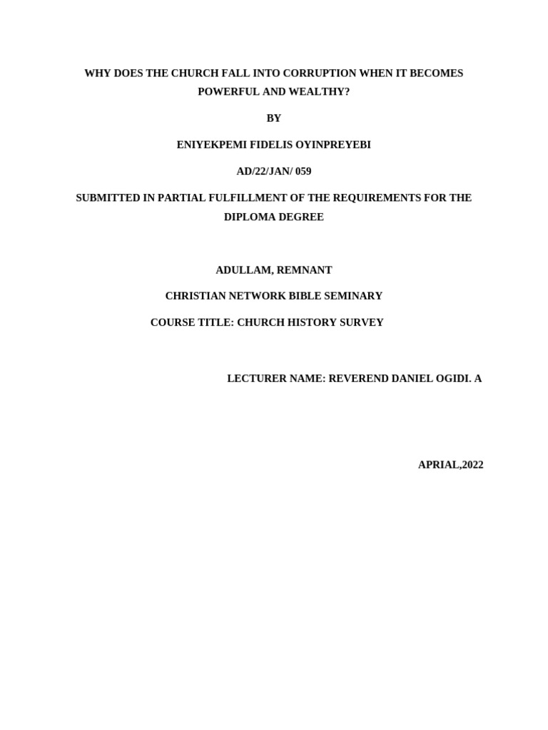 Biblical Perspectives on Church Corruption | PDF | Paul The Apostle ...