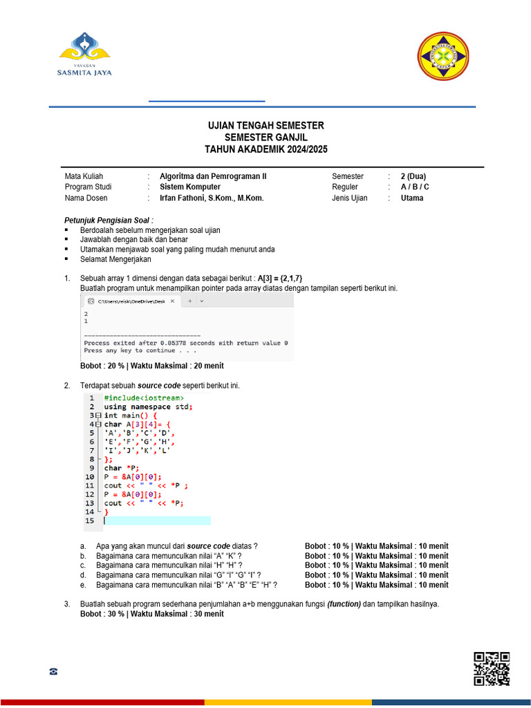 Uts - Algoritma Dan Pemrograman II | PDF