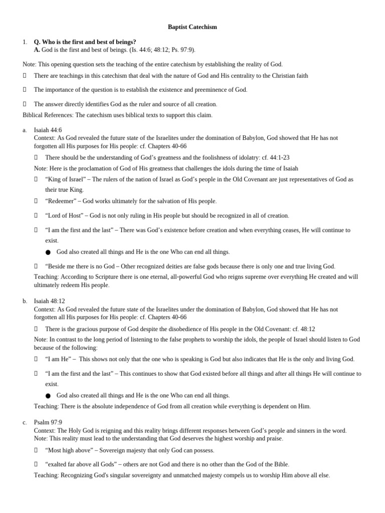 April 7, 2024 B. Catechism Lesson 1 | PDF | God | Book Of Isaiah