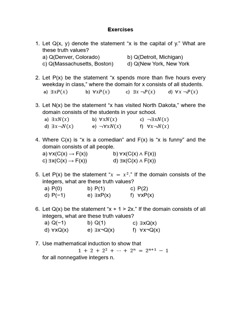 Exercises Quantifier | PDF