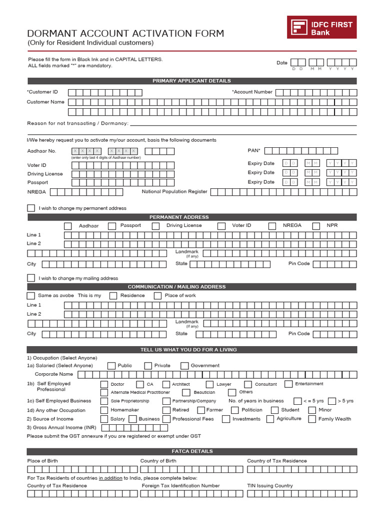 Dormant Account Reactivation Form | PDF | Taxes | Government