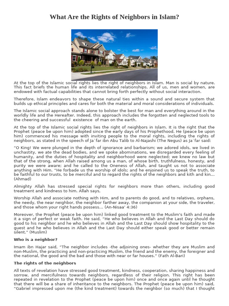 Neighbors' Rights in Islam Explained | PDF | Muhammad | Abrahamic Religions