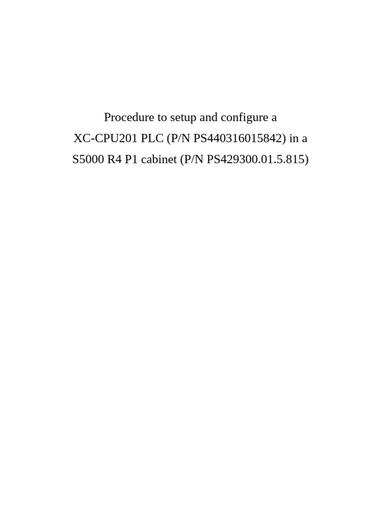 Procedure to Setup and Configure a S5000 R4 P1 PLC - Copy (3) | PDF ...
