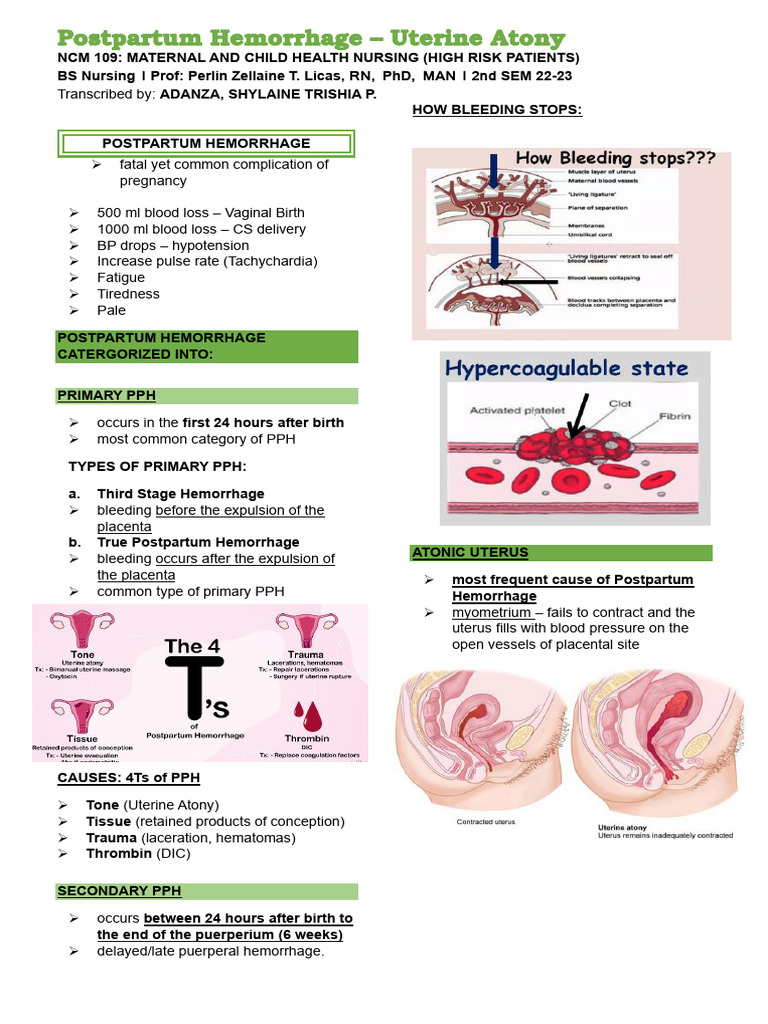 3.4-Postpartum-Hemorrhage-Uterine-Atony | PDF | Uterus | Childbirth