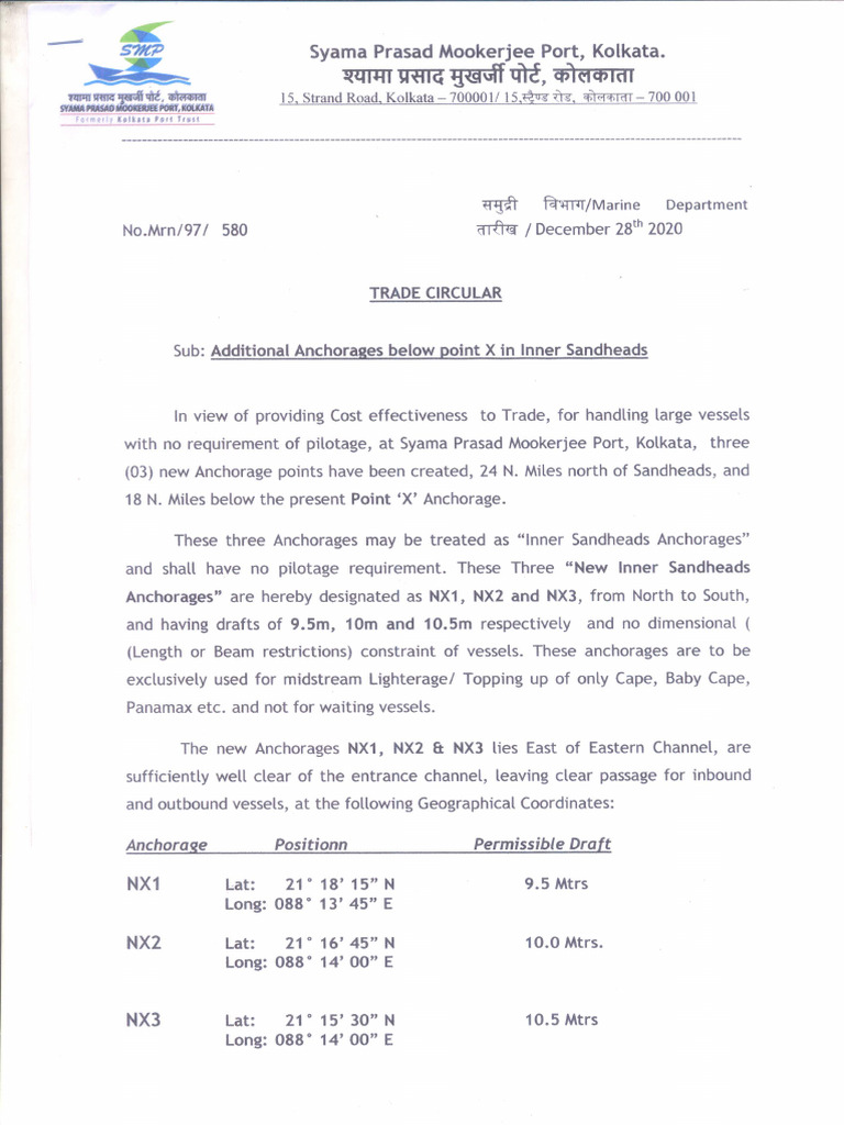 Sandheads Anchorages | PDF