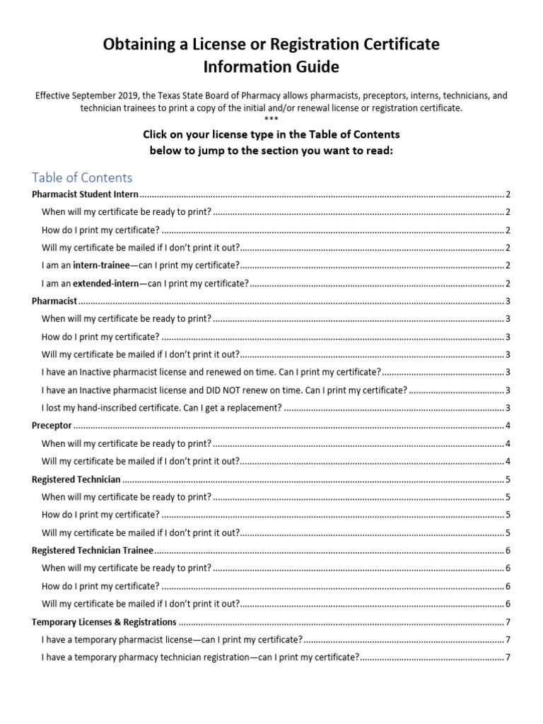 Pharmacy Field Certificate-Printing-Guide - MASTER | PDF | Pharmacist ...
