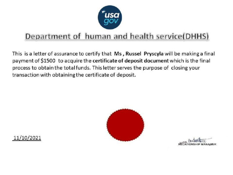 Letter of Assurance DHHS | PDF