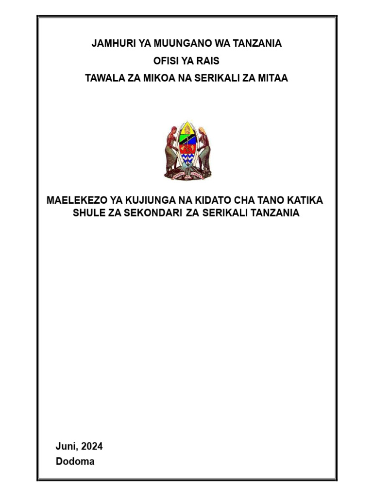 Jamhuri Ya Muungano Wa Tanzania Ofisi Ya Rais Tawala Za Mikoa Na Serikali Za Mitaa | PDF