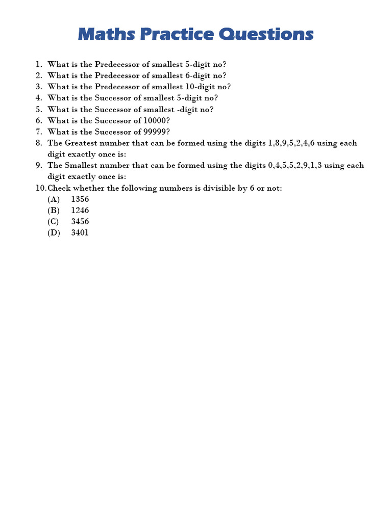 Maths Practice Questions | PDF
