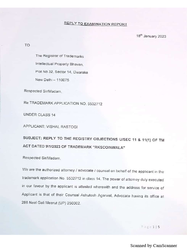 Reply To Ipr Exam Report | PDF