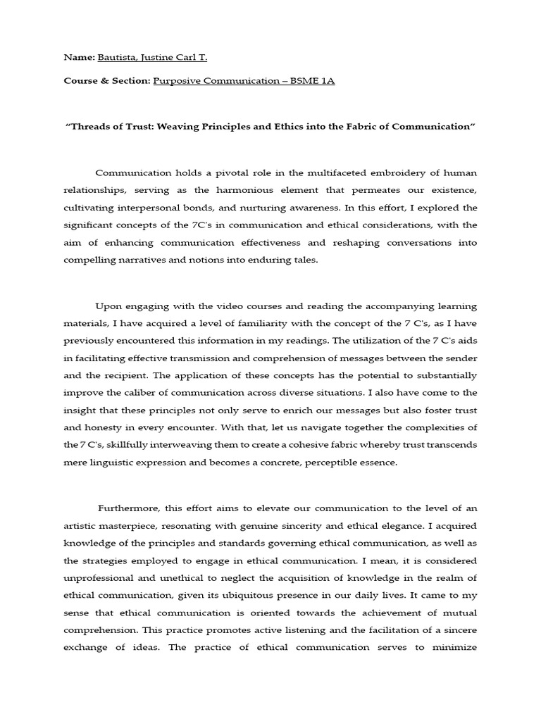 Reflection - Purcom - 2ND Lesson | PDF | Communication | Human Communication