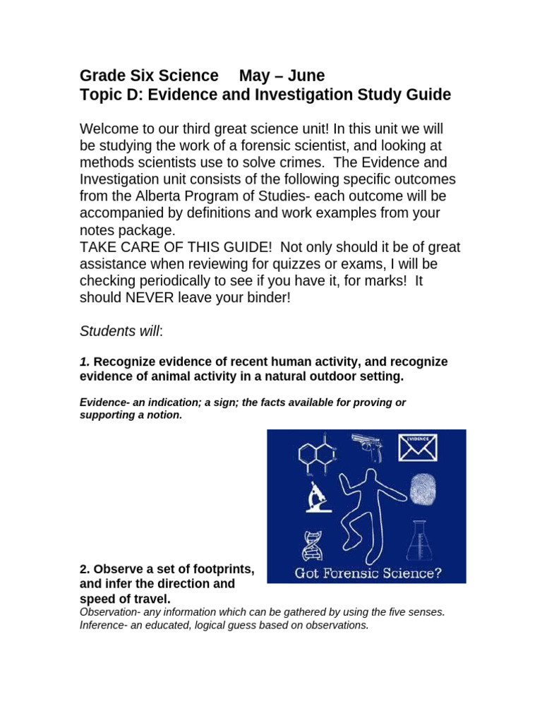 Evidence and Investigation Study Guide | PDF | Evidence | Information