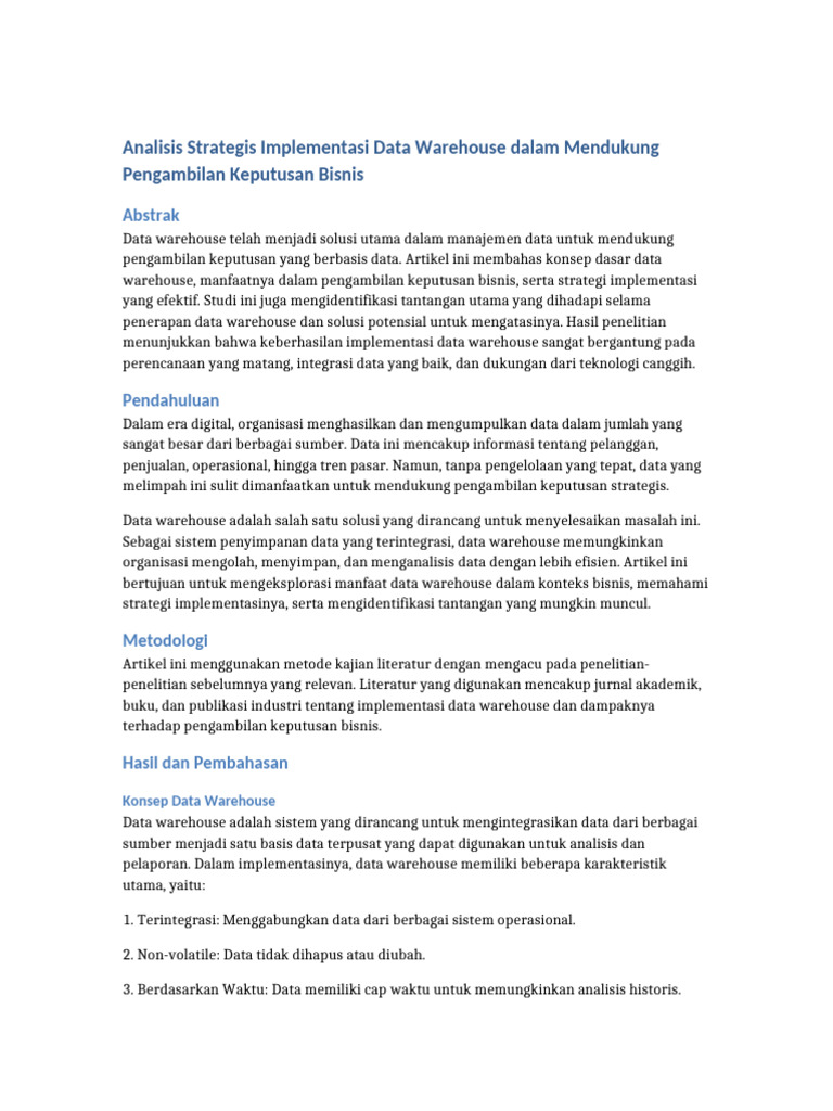 Analisis_Strategisjj_Implementasi_Data_Warehouse | PDF