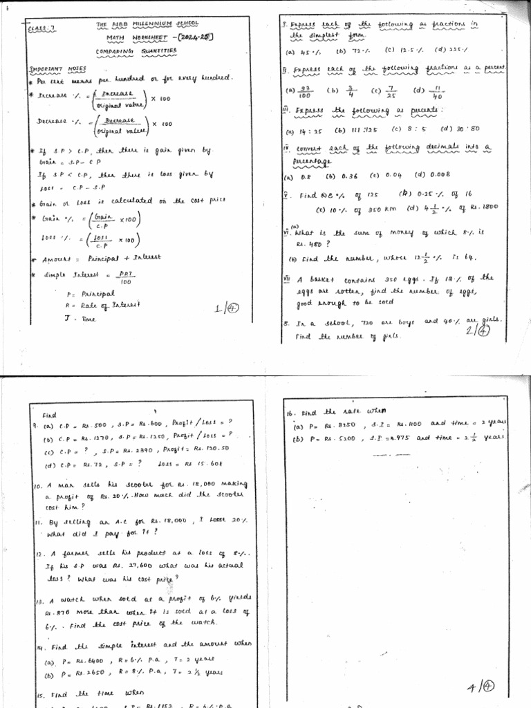 7_-_COMPARING_QUANTITIES worksheet | PDF