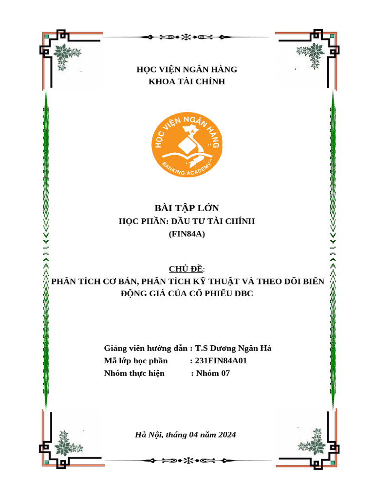 @ Btl Đầu Tư Tài Chính - Nhóm 7 | PDF