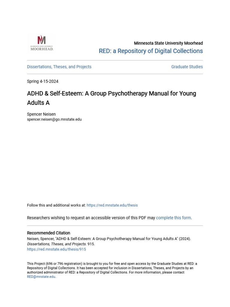 ADHD & Self-Esteem Therapy Manual | PDF | Attention Deficit ...