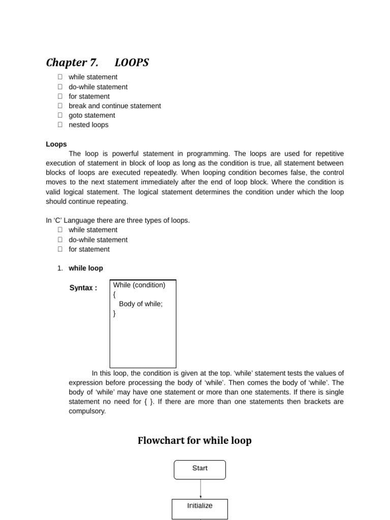 Chapter 7. Loops.doc | PDF | Control Flow | Logic