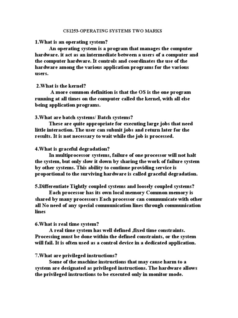 CS1253 2,16marks | PDF | Thread (Computing) | Scheduling (Computing)