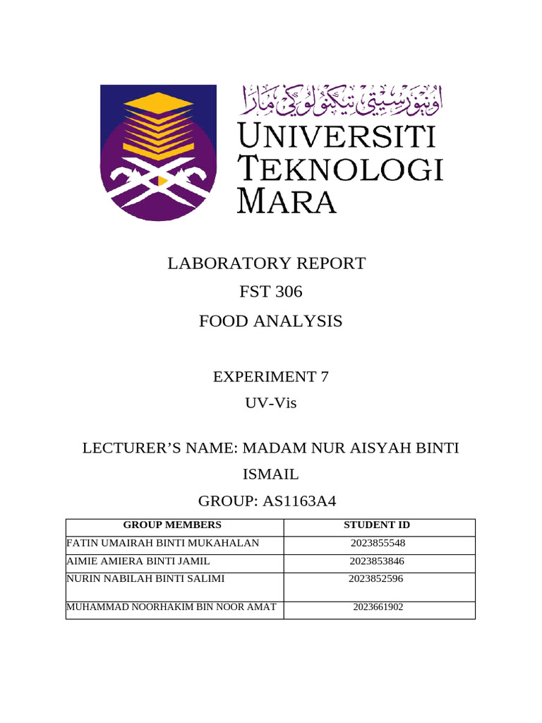 FST 306 Lab Report (Exp 1) | PDF
