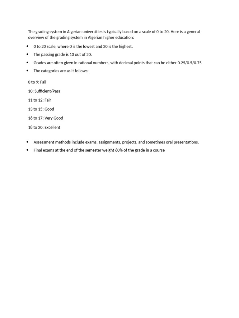 Algeria's University Grading System Explained | PDF