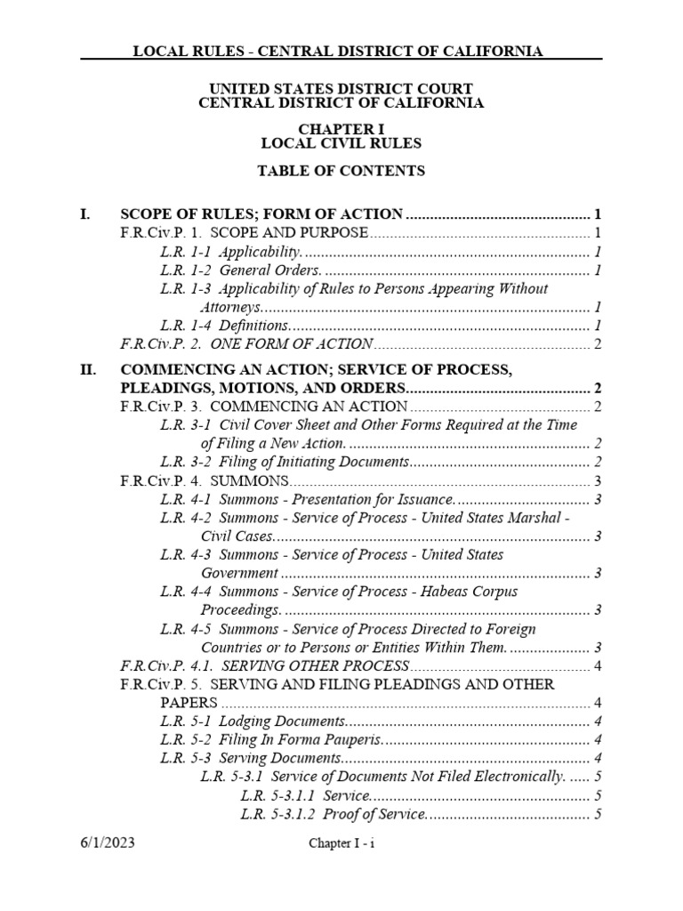 Central District of California Local Rules | PDF | Discovery (Law ...