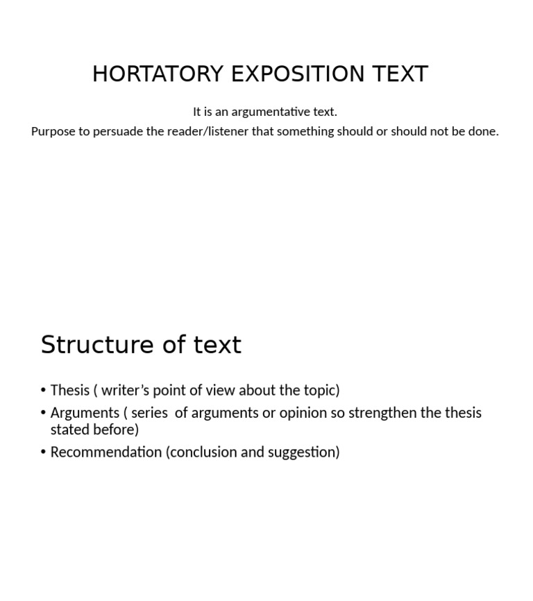 Hortatory Exposition Text | PDF