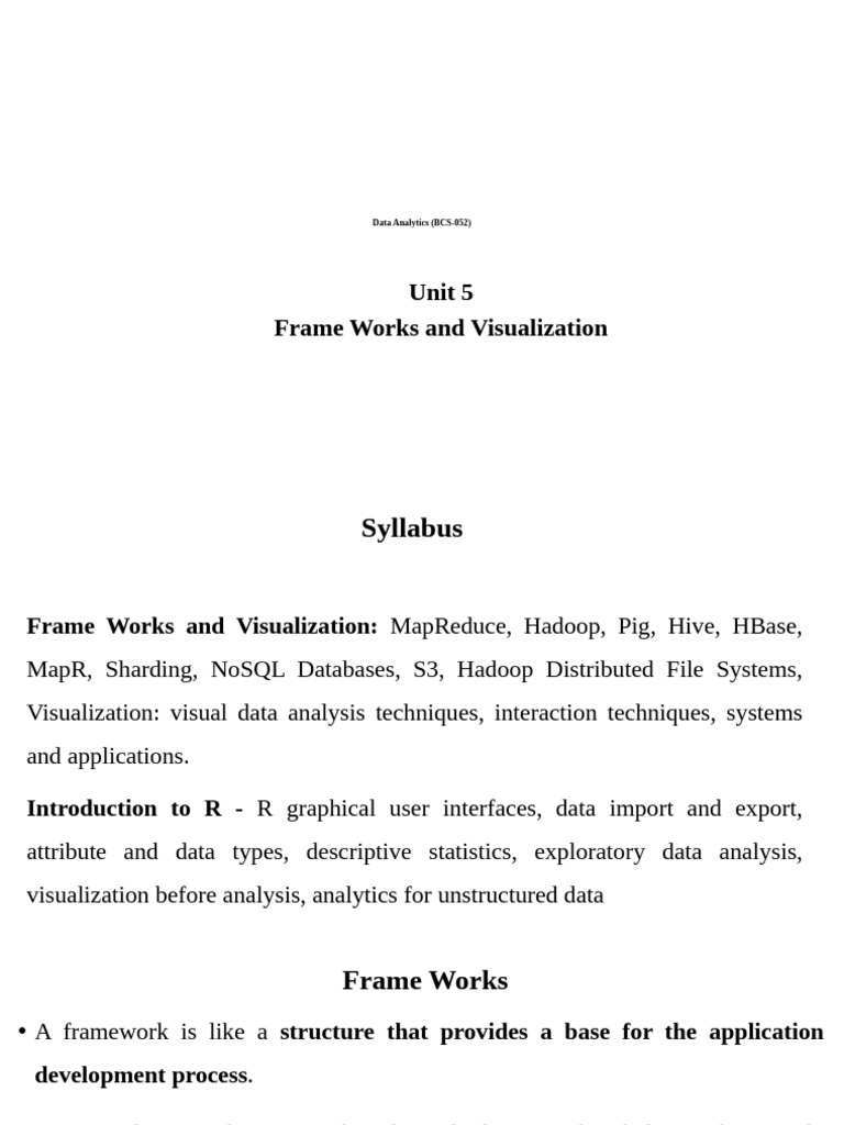 DA Unit 5 | PDF | Apache Hadoop | No Sql