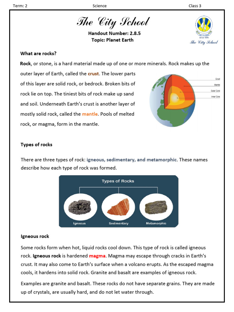 Handout 2.9.5 (1) | PDF | Rock (Geology) | Igneous Rock