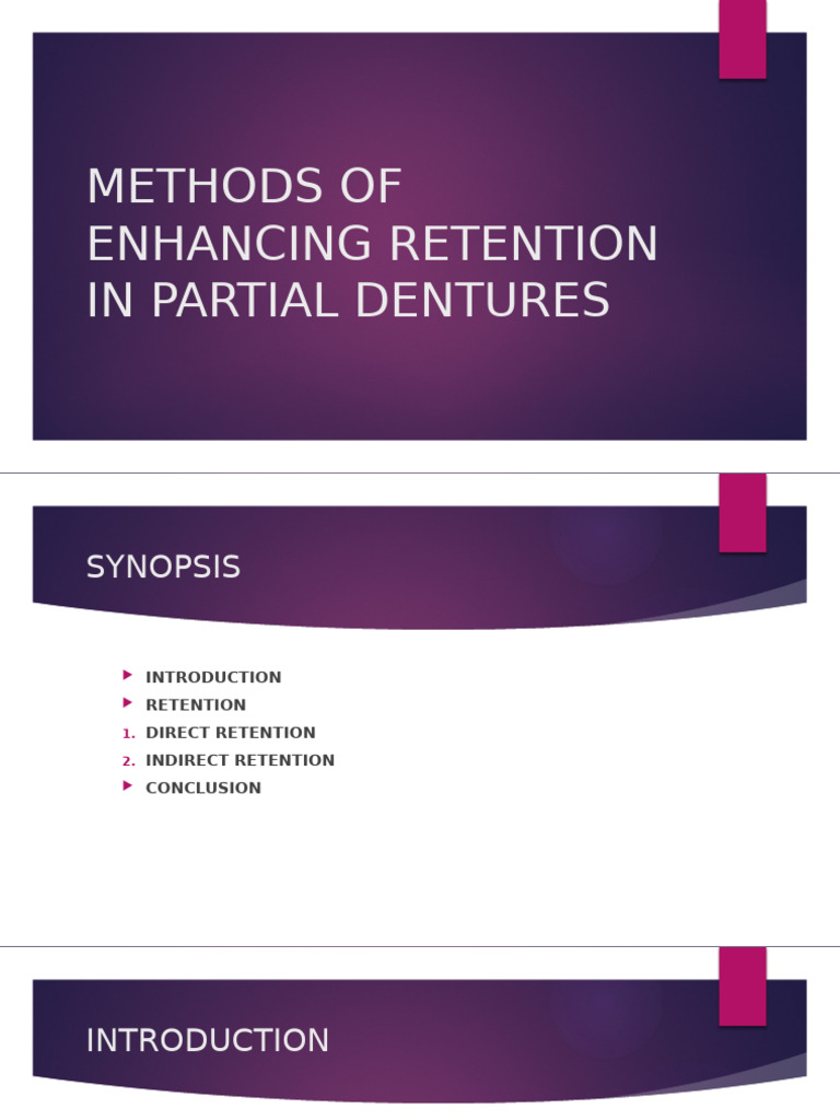Methods of Enhancing Retention in Partial Dentures | PDF | Dentures ...