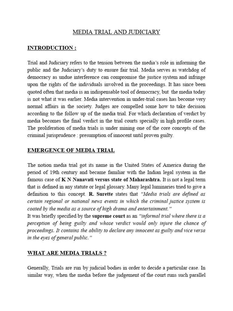 Media Trial and Judiciary | PDF | Right To A Fair Trial | Trials